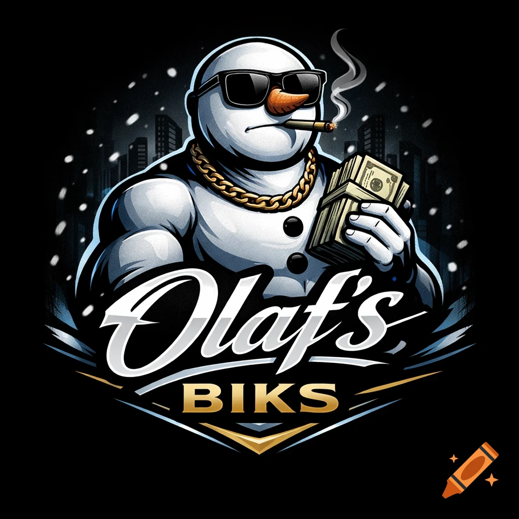 Street-style logo of a confident snowman in sunglasses, gold chain ...