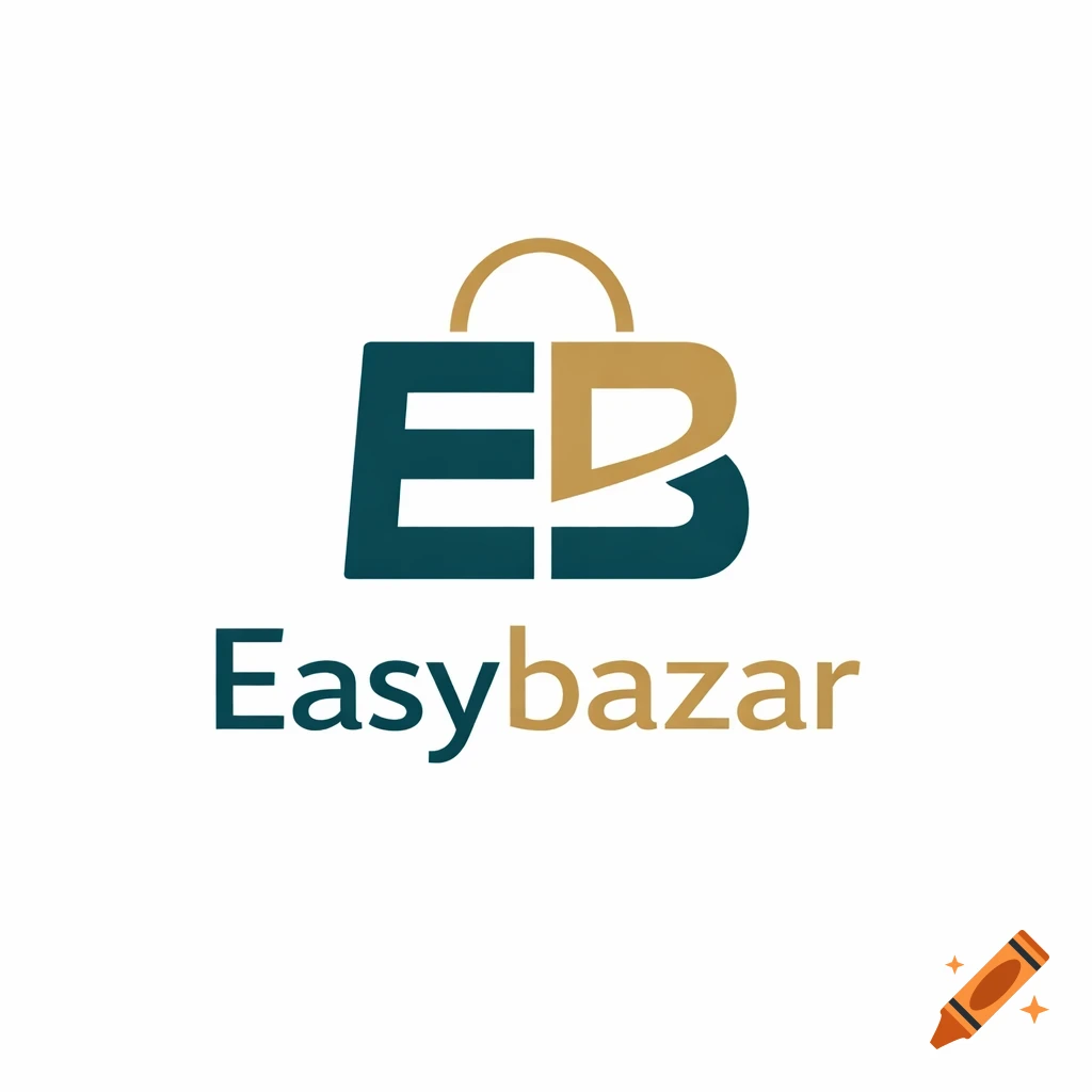 Easybazar logo with a stylized shopping bag icon made of teal 'E' and ...