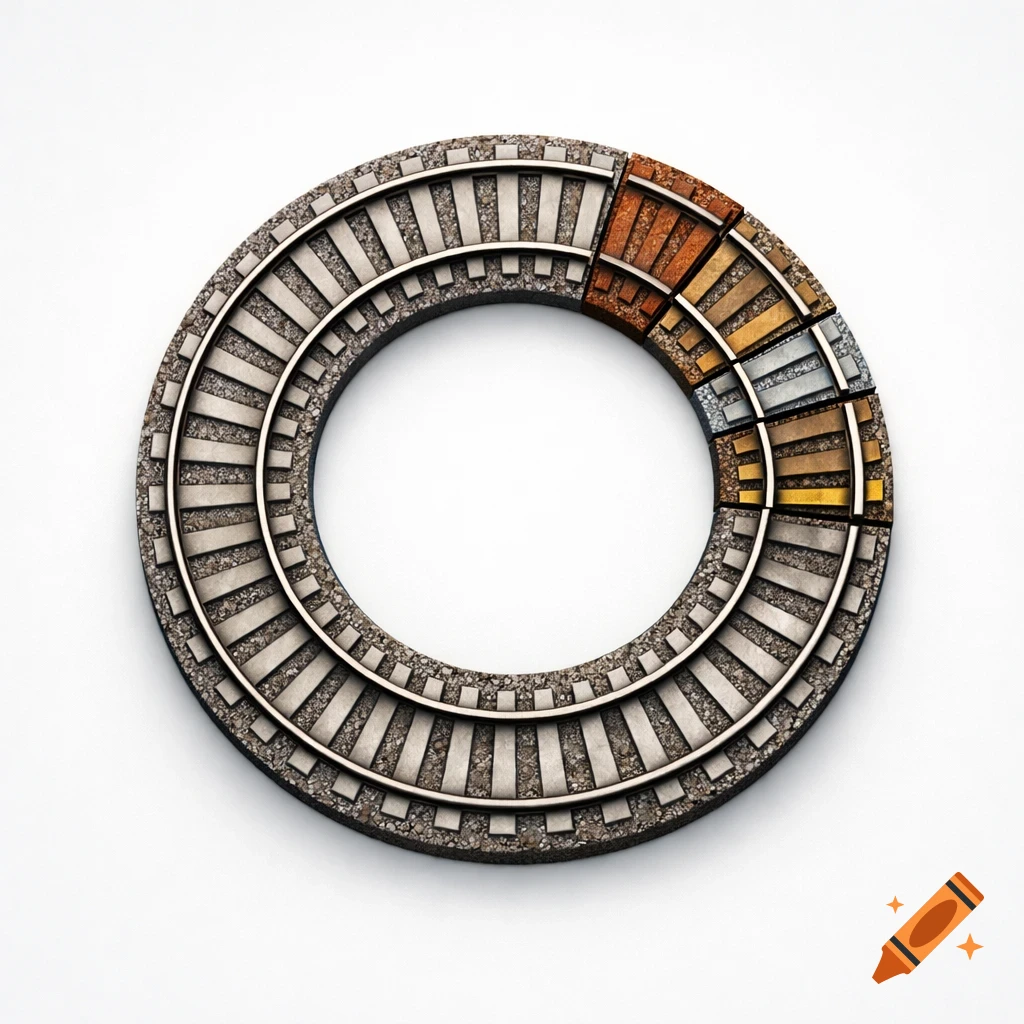 Stylized illustration of a donut chart made of railway tracks, with ...
