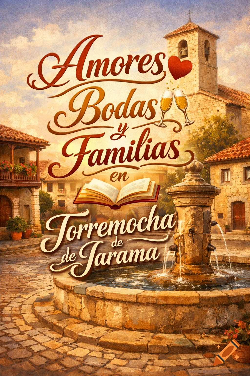 A vintage-style poster advertising "Amores, Bodas y Familias en ...