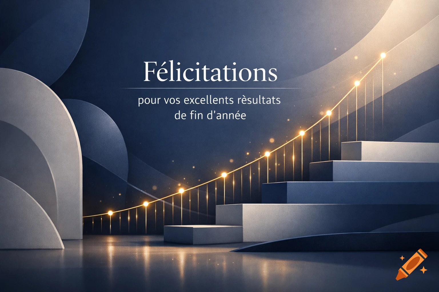 Abstract corporate graphic with a golden upward-trending line ...