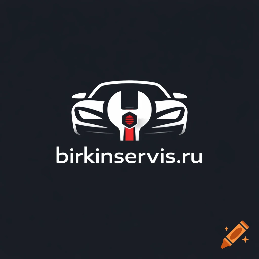 A minimalist car service logo featuring a white car silhouette with a ...