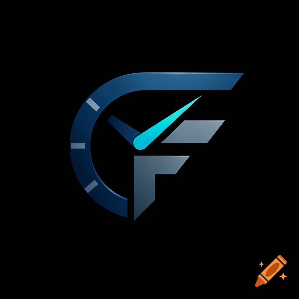 Modern abstract logo combining a stylized letter 'F' with a clock motif ...