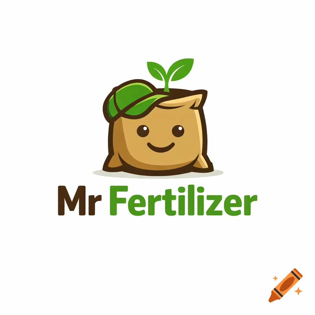 Cartoon logo of a smiling brown sack wearing a green cap with a plant ...