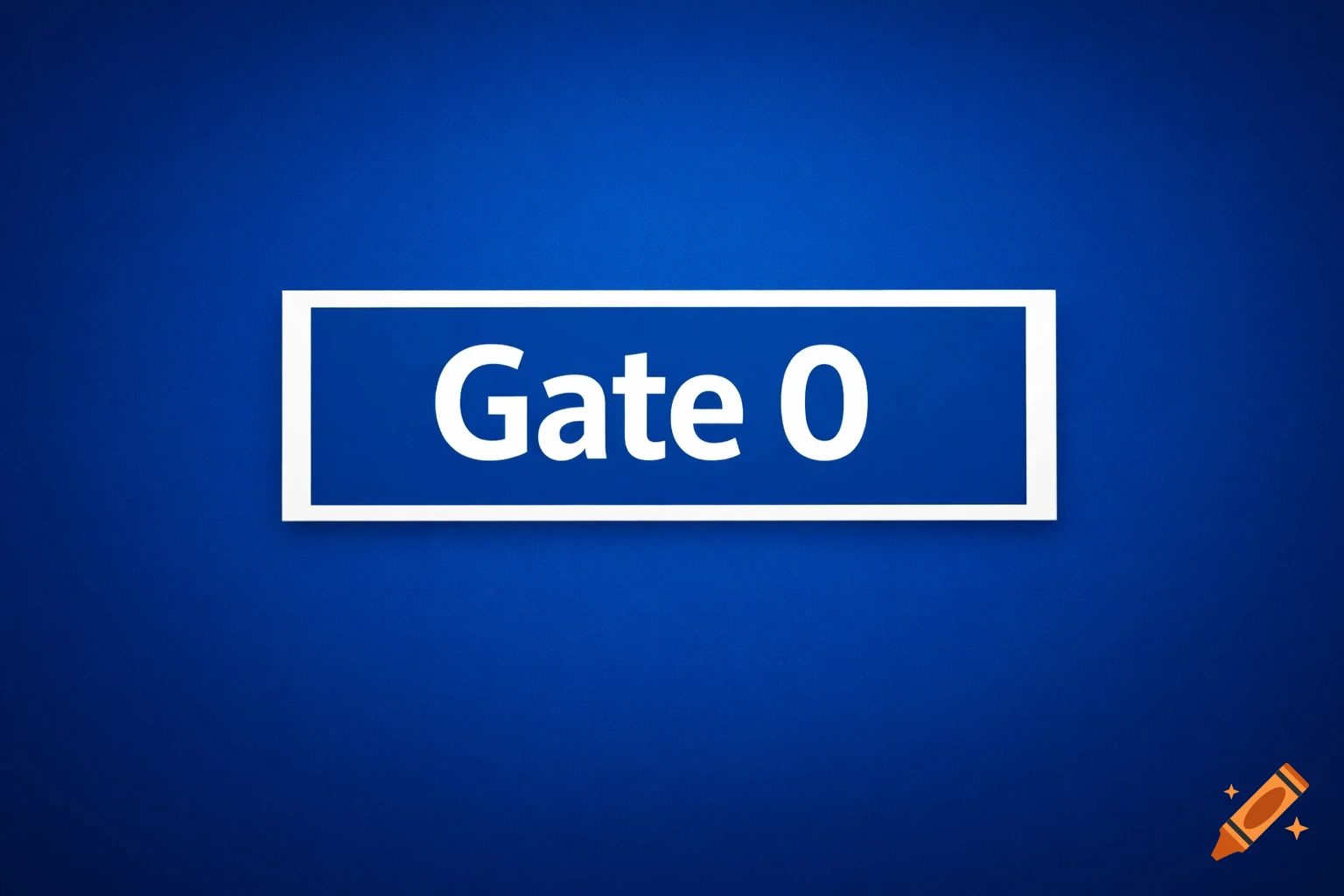 A rectangular blue sign with a white border displays the text "Gate 0 ...