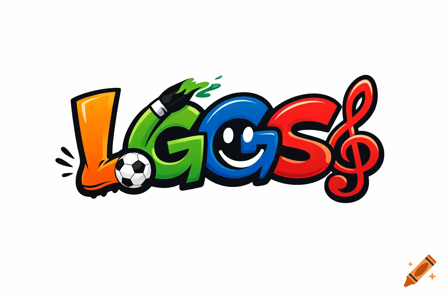 Colorful graffiti-style logo spelling LGGS, with elements of a soccer ...