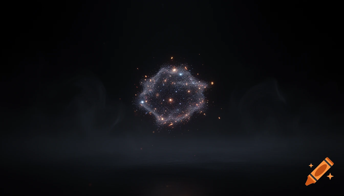 A glowing, amorphous cosmic light mass of stars and particles against a ...