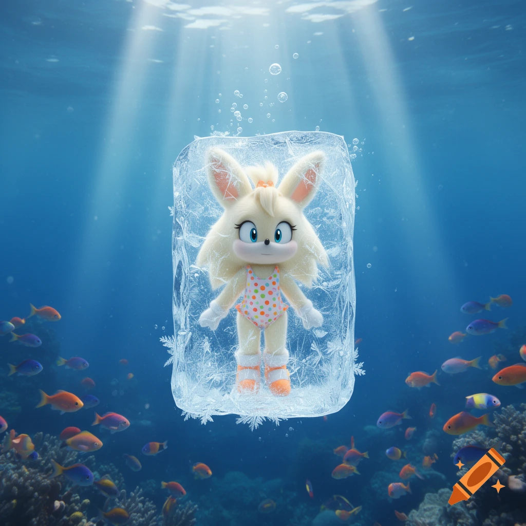 Cream The Rabbit from Sonic The Hedgehog, frozen in ice underwater ...