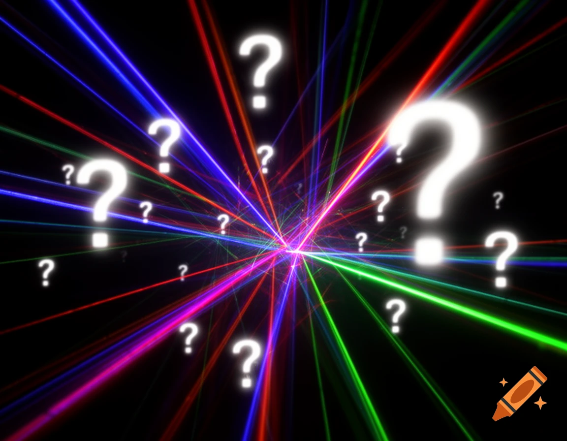 White question marks float amidst vibrant red, blue, green, and purple ...