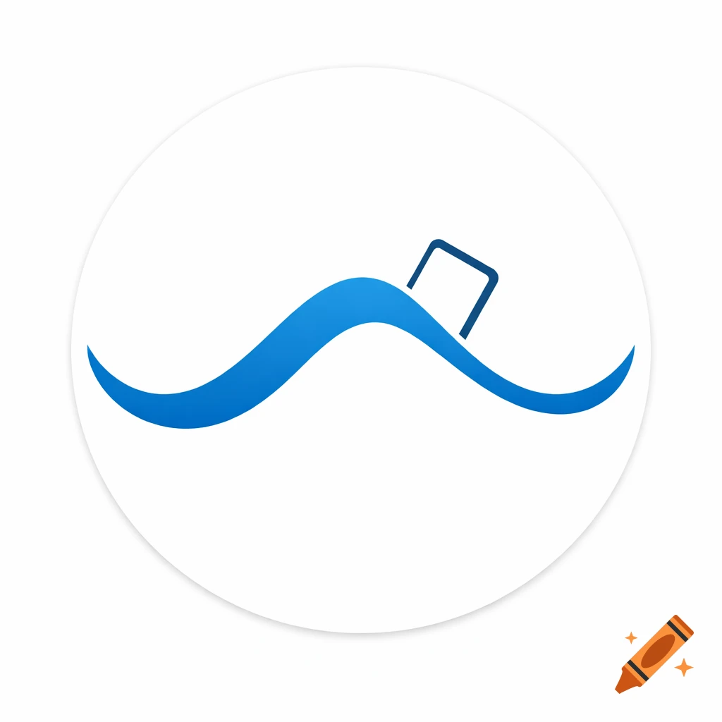 Minimalist circular logo featuring a blue sine wave and a smartphone ...