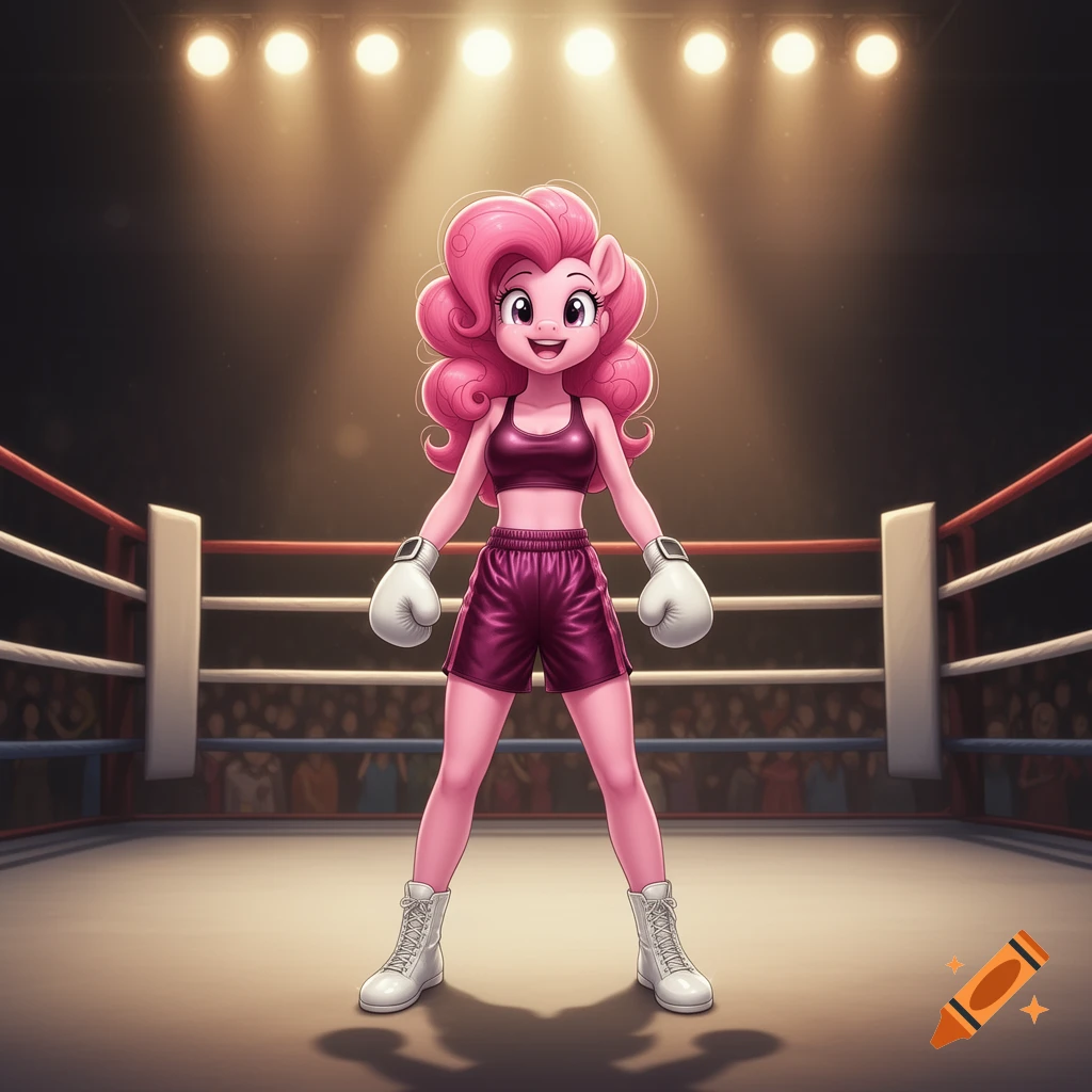 Pinkie Pie from My Little Pony, in anime realism style, stands ...