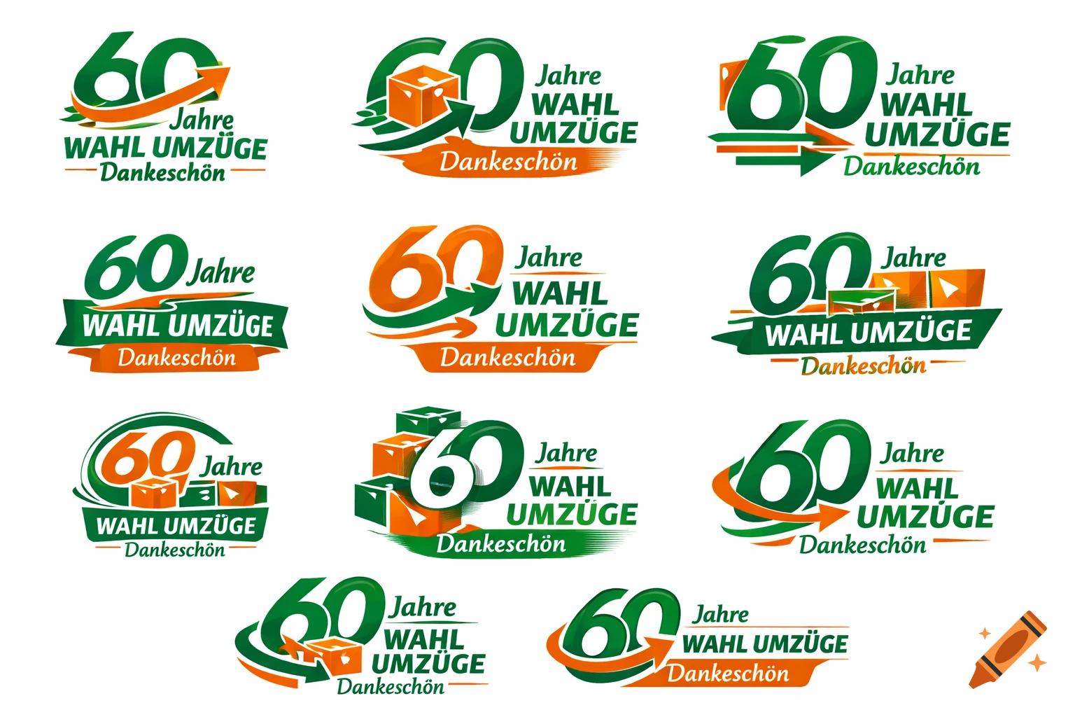 Ten different logo designs for Wahl Umz üge's 60th anniversary ...
