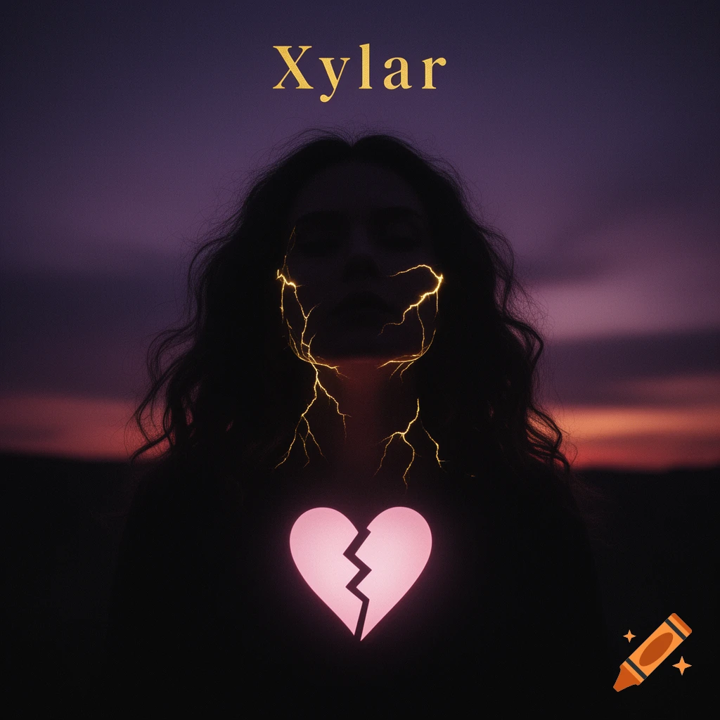 Album cover art of a woman's silhouette with glowing golden cracks on ...