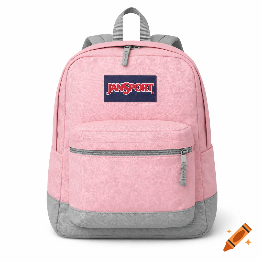 A light pink JanSport SuperBreak style backpack with a grey bottom and ...