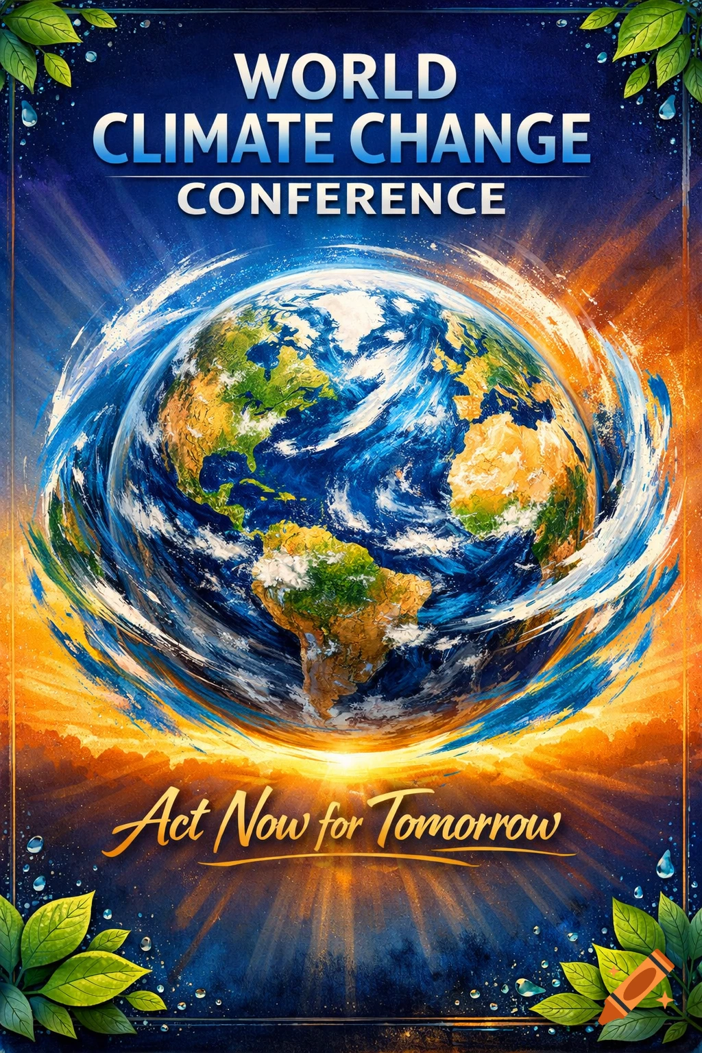 A vibrant poster for the World Climate Change Conference, featuring ...