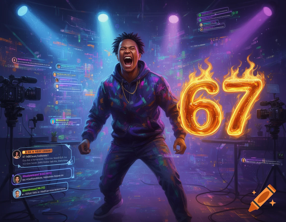 A vibrant digital art image of a man resembling iShowSpeed screaming ...