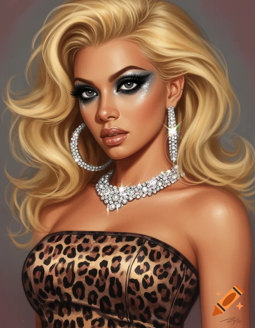 Stylized portrait of a woman with blonde hair, dark smoky makeup ...