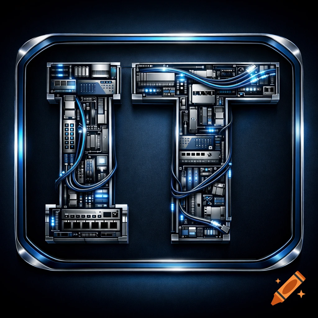 Stylized logo of the letters IT made from electronic components ...