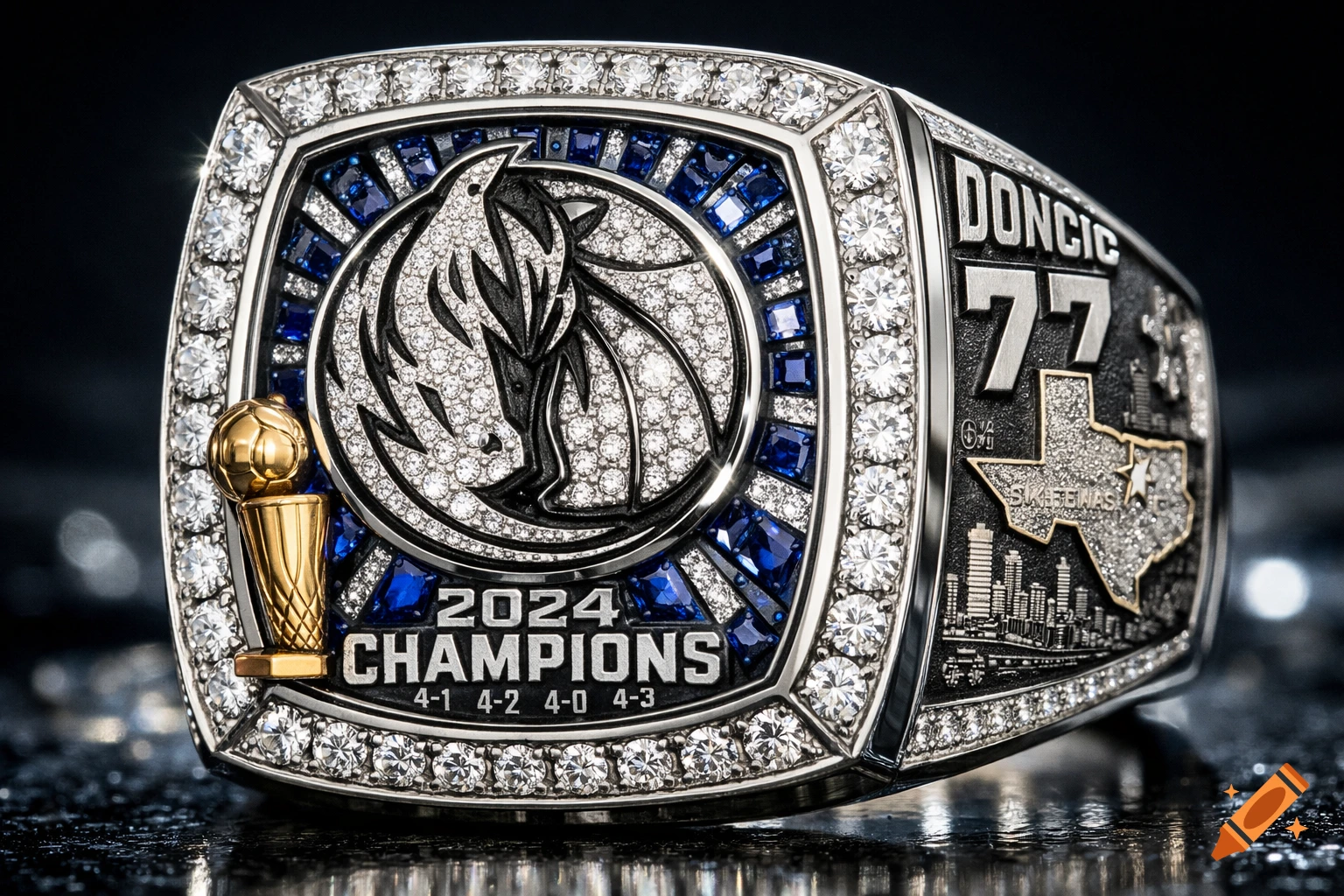 Hyper-realistic Dallas Mavericks 2024 NBA championship ring with ...