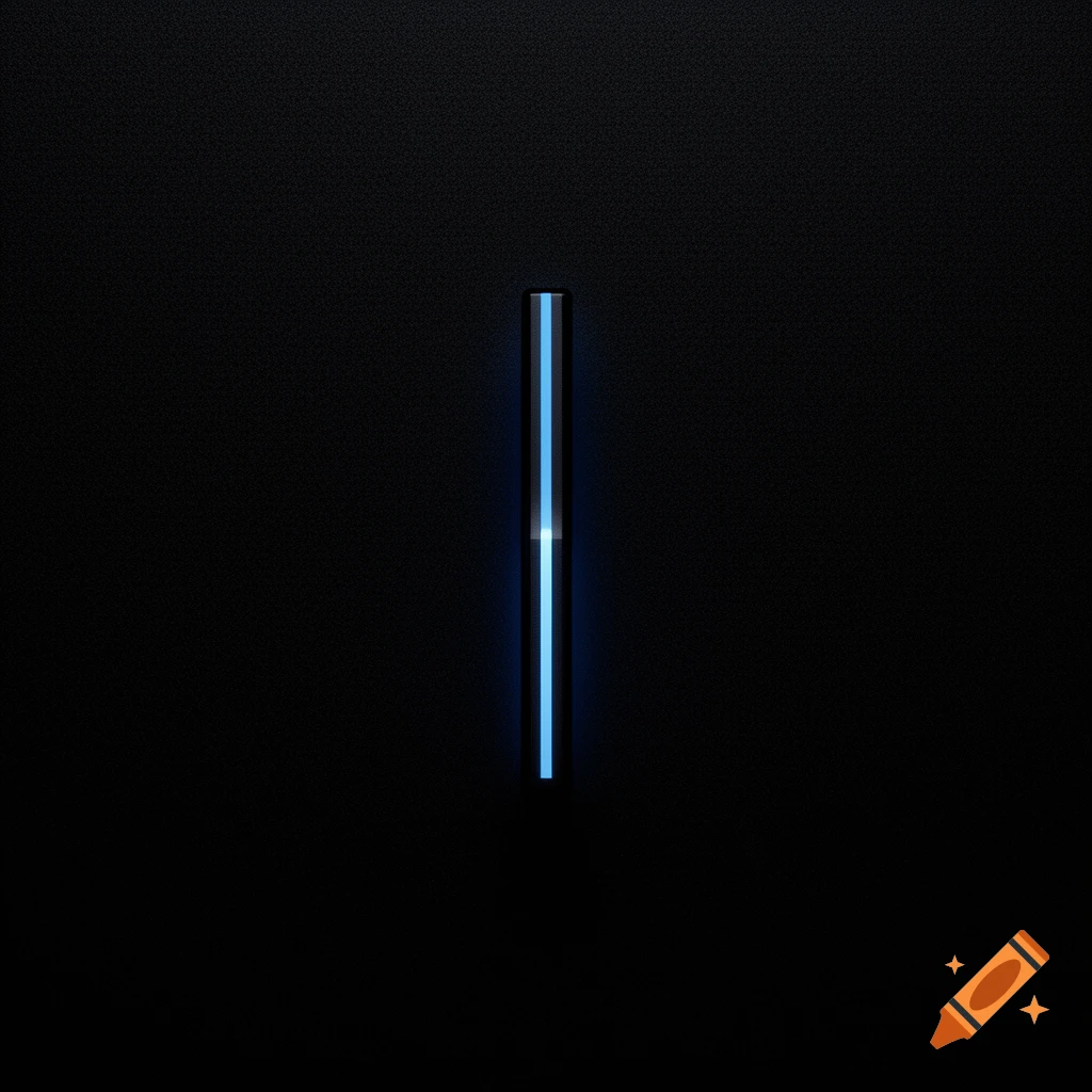 A minimalist vertical blue glowing DJ mixer fader against a deep black ...