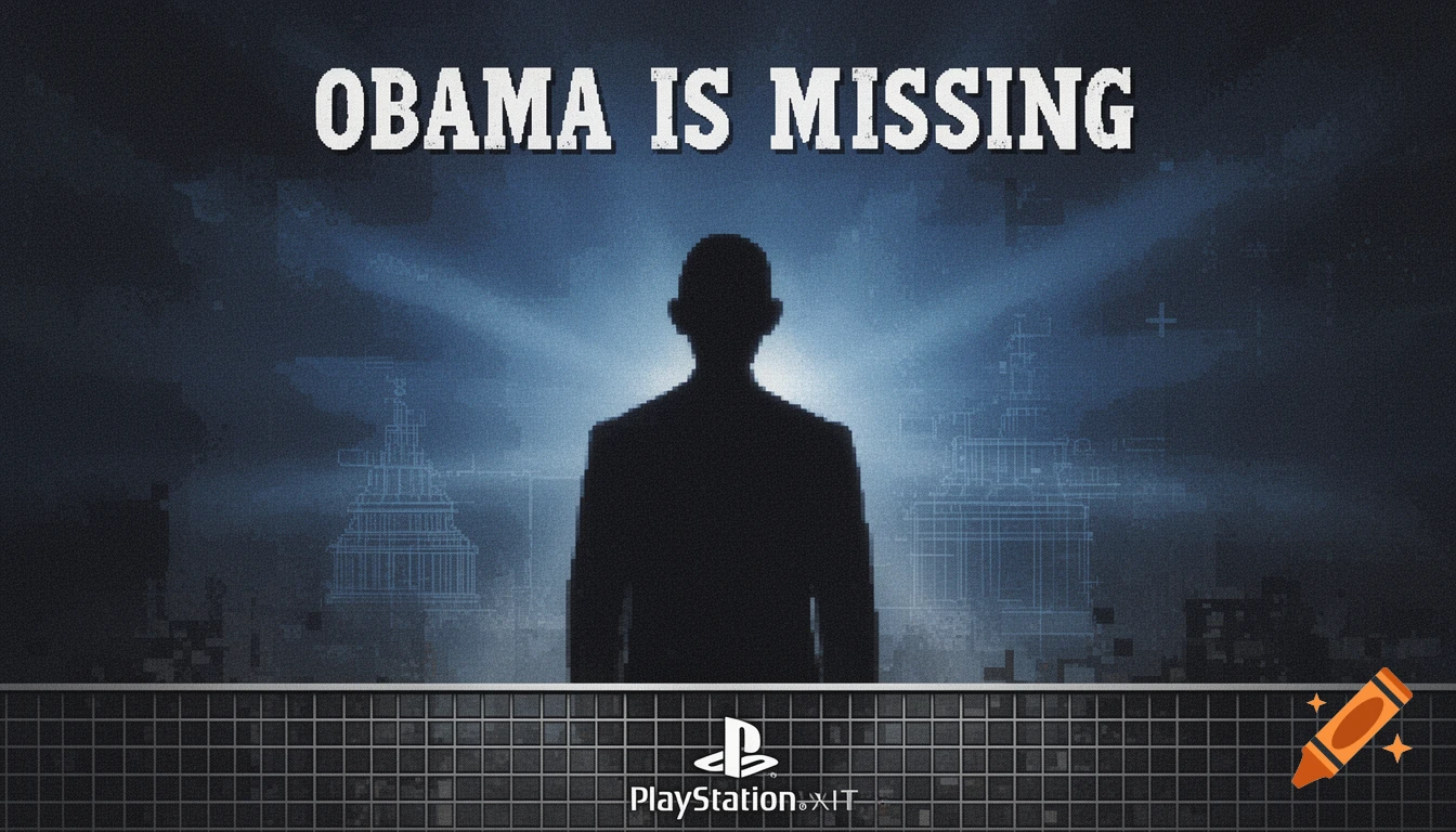 A retro pixel art video game menu screen for 'Obama Is Missing ...