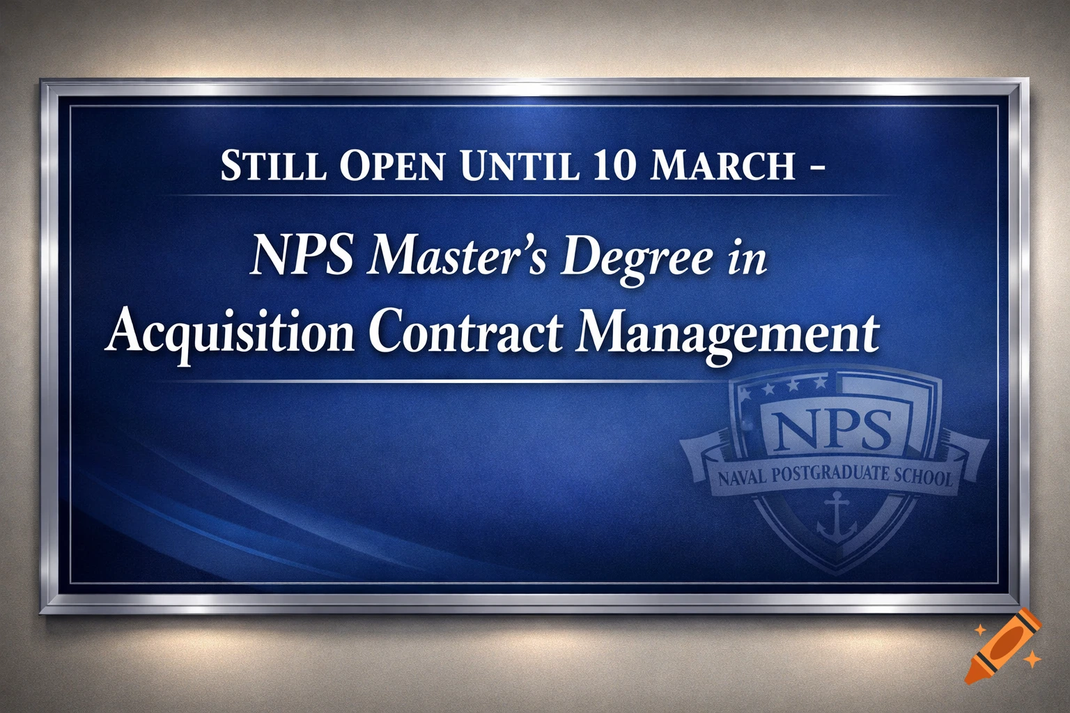 Blue announcement banner for NPS Master's Degree in Acquisition ...