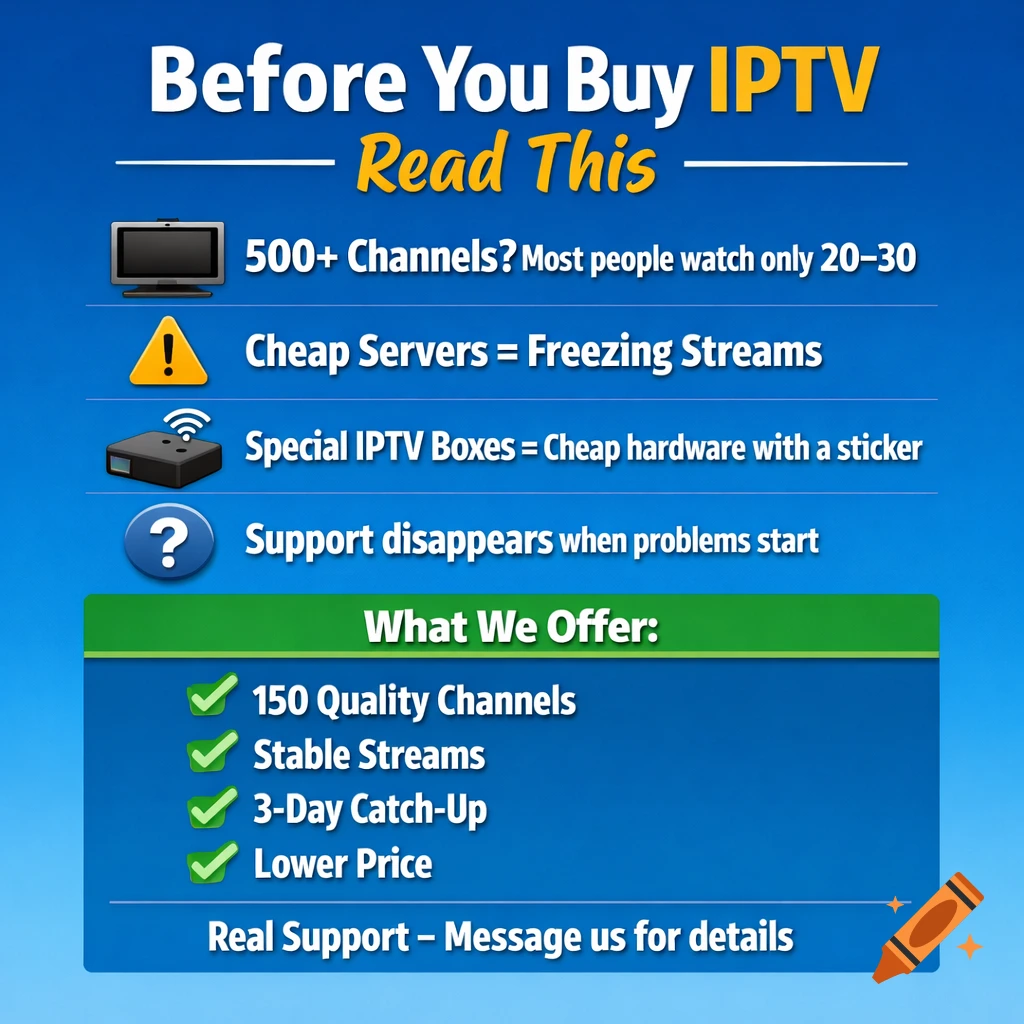 Infographic on buying IPTV, warning about issues like many channels and ...